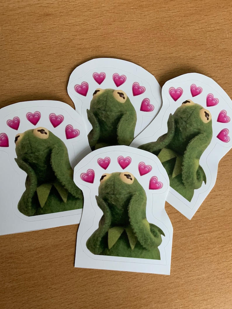 Cute Kermit Frog in Love Meme Sticker | Etsy