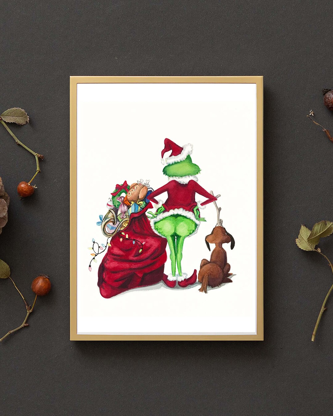 Grinch Butt Watercolor Print - Etsy