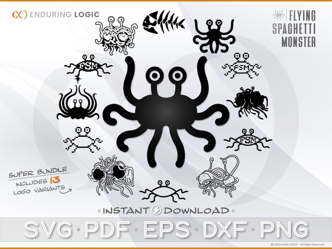 FSM Flying Spaghetti Monster Logo Super Bundle SVG Vector Graphics ...