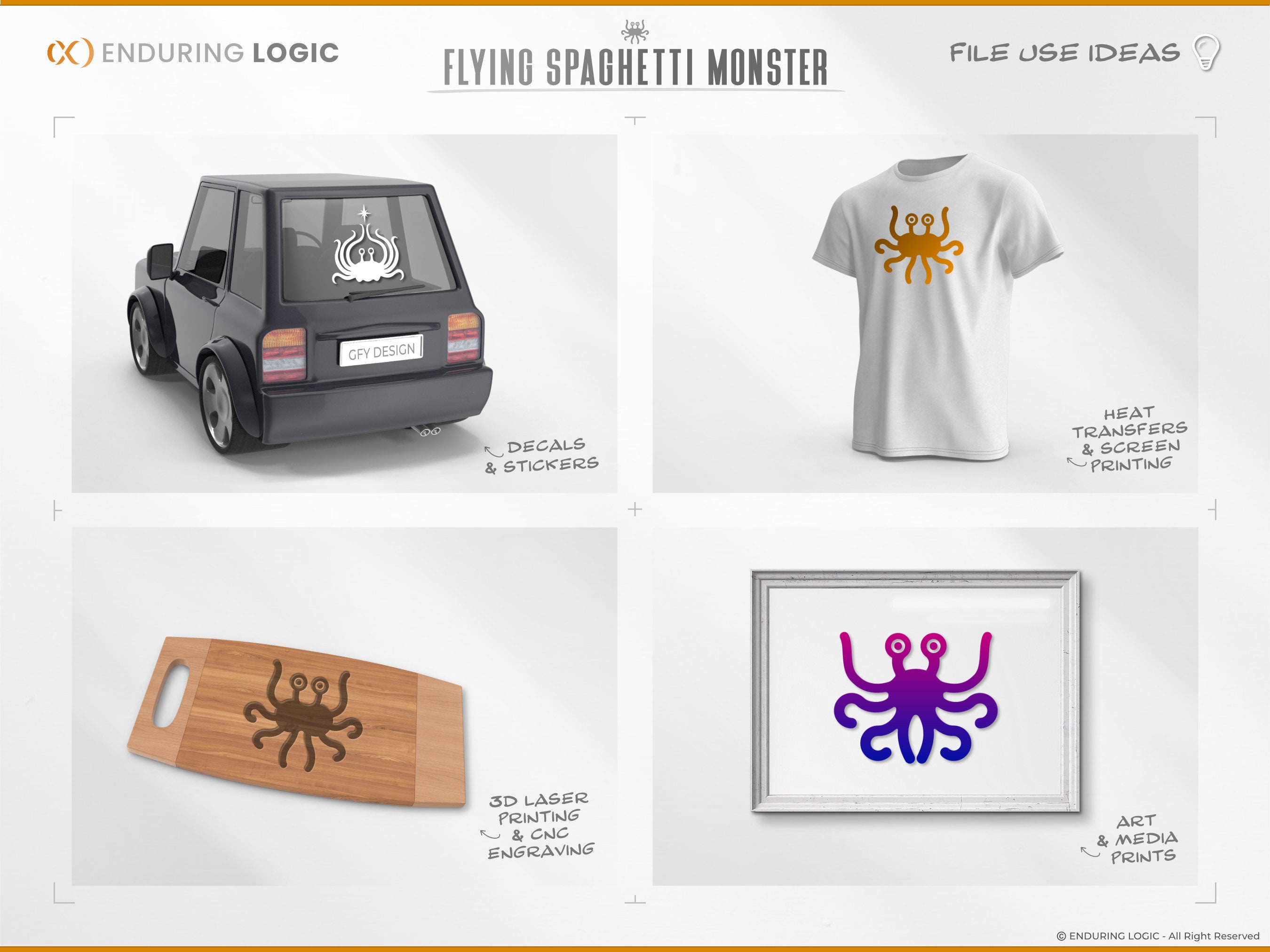 FSM Flying Spaghetti Monster Logo Super Bundle SVG Vector Graphics ...