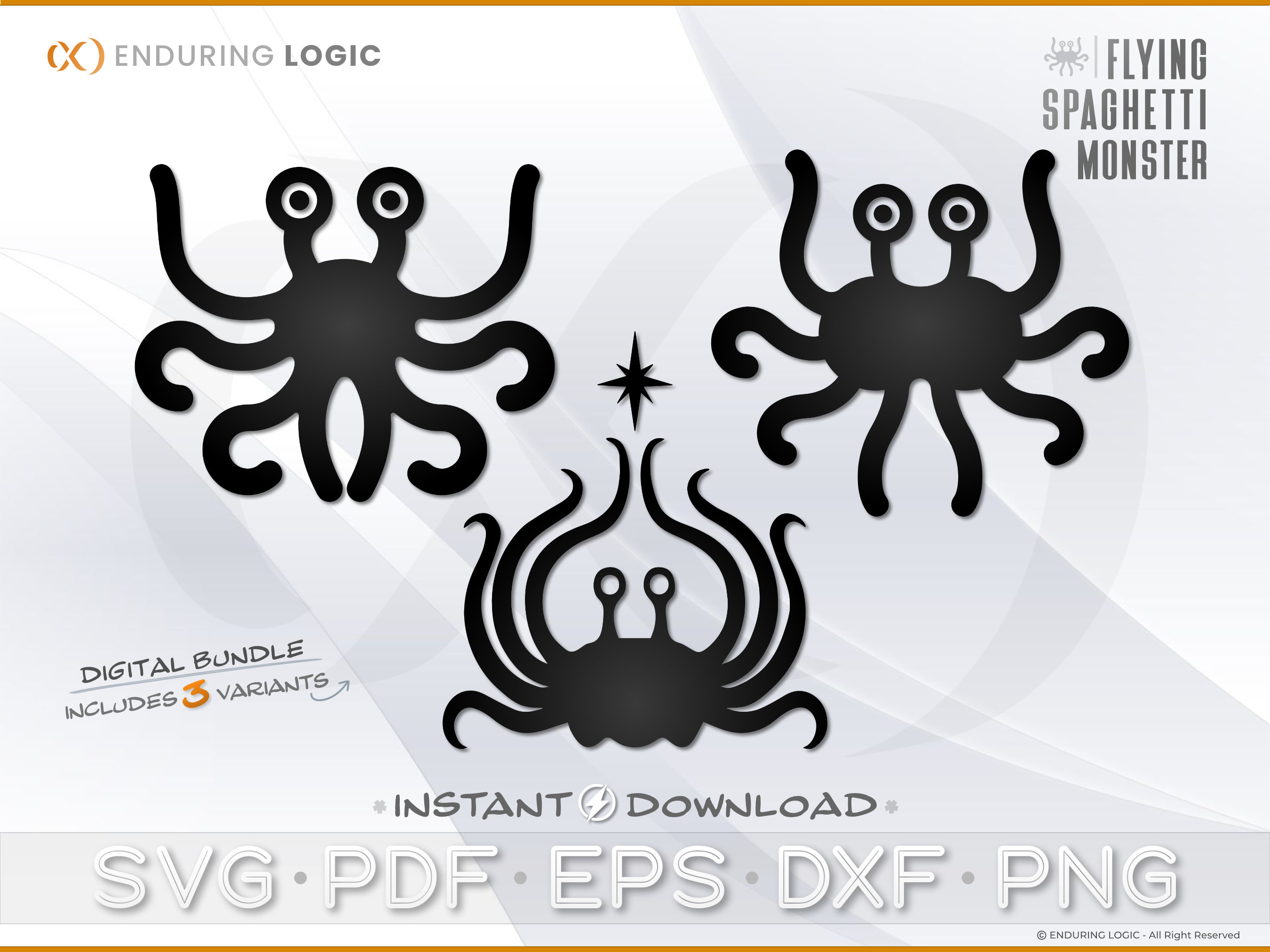 FSM Flying Spaghetti Monster Logo SVG Vector Graphics - Digital File ...