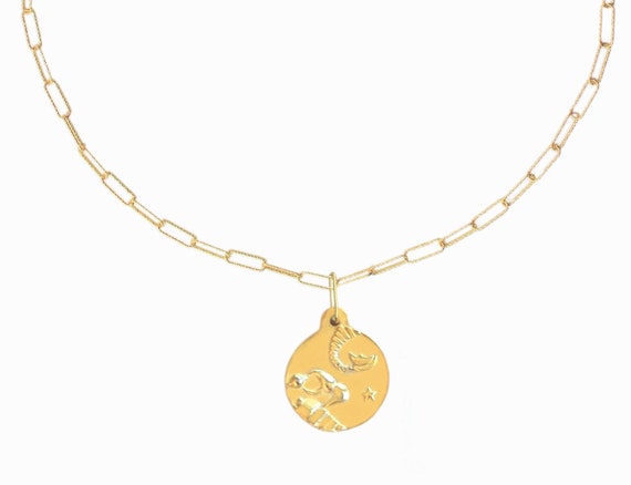 Scorpio zodiac medallion necklace on a wide adjustable chain | Etsy