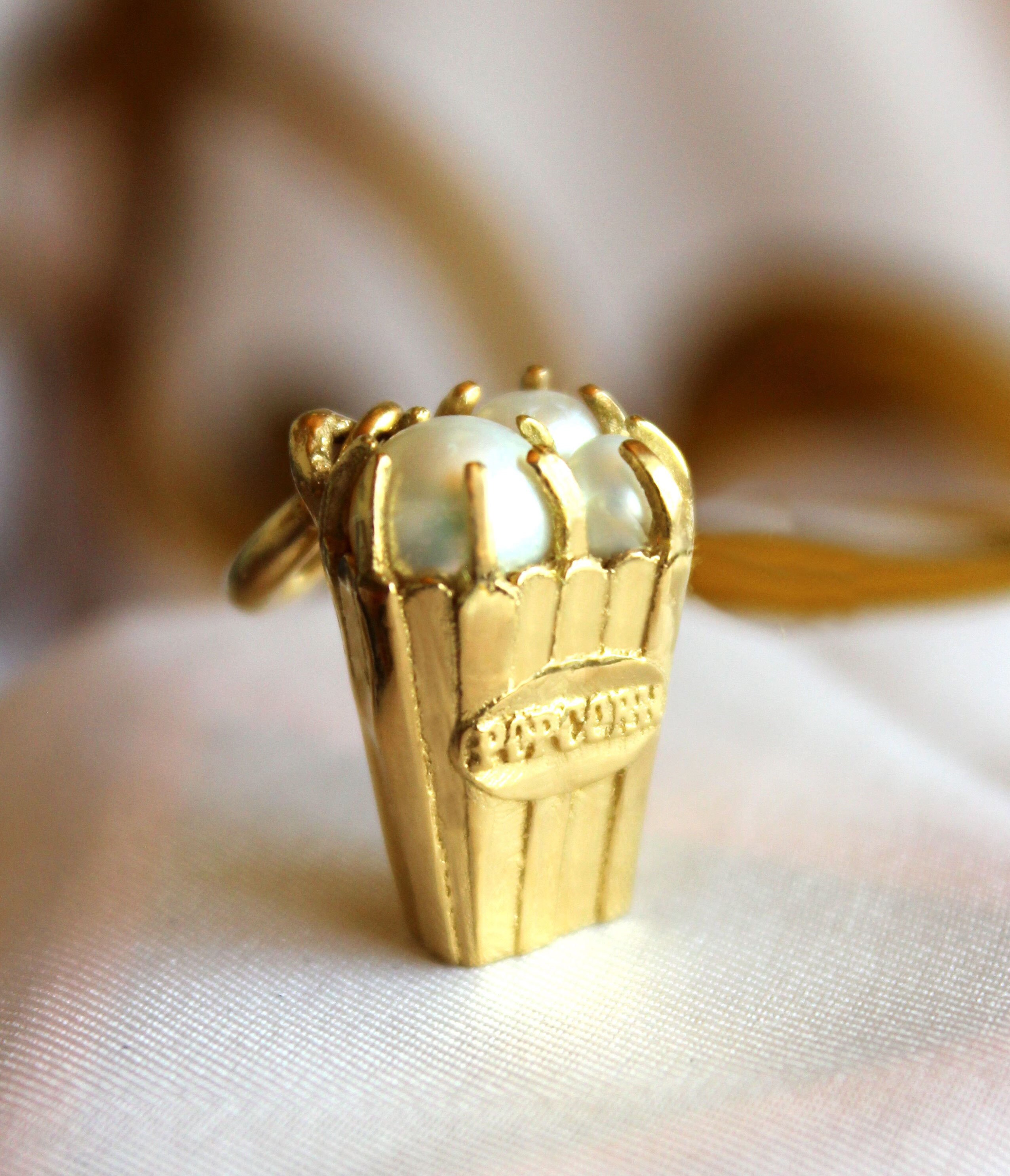 Popcorn Pendant With Three Natural Pearls in a Vintage Style. - Etsy