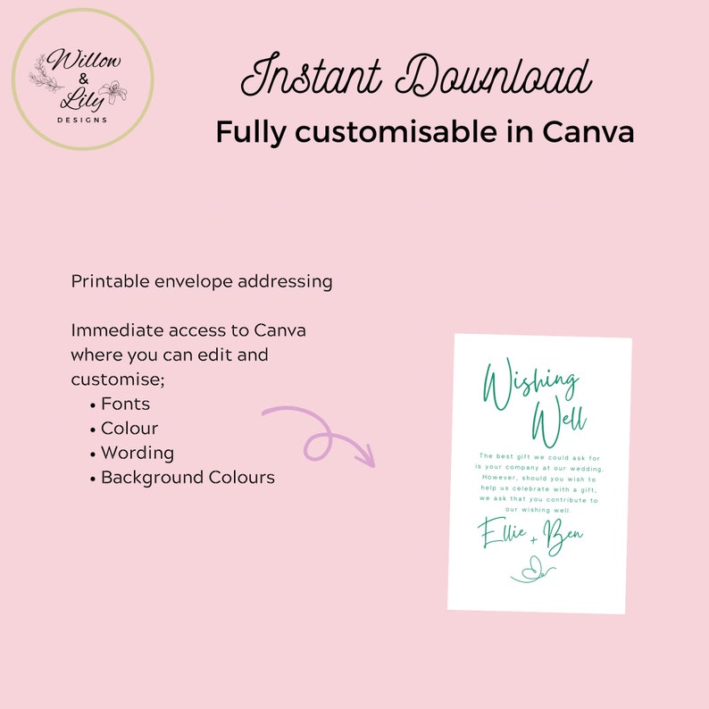 Minimalist Heart Wishing Well Wedding Template, Wishing Well Addition ...