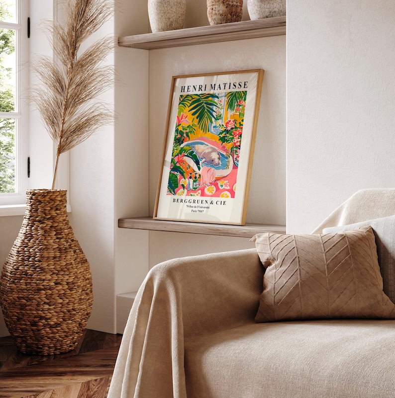 Manatee in Bathtub Art Print, Pink Tropical Bathroom Decor, Matisse ...