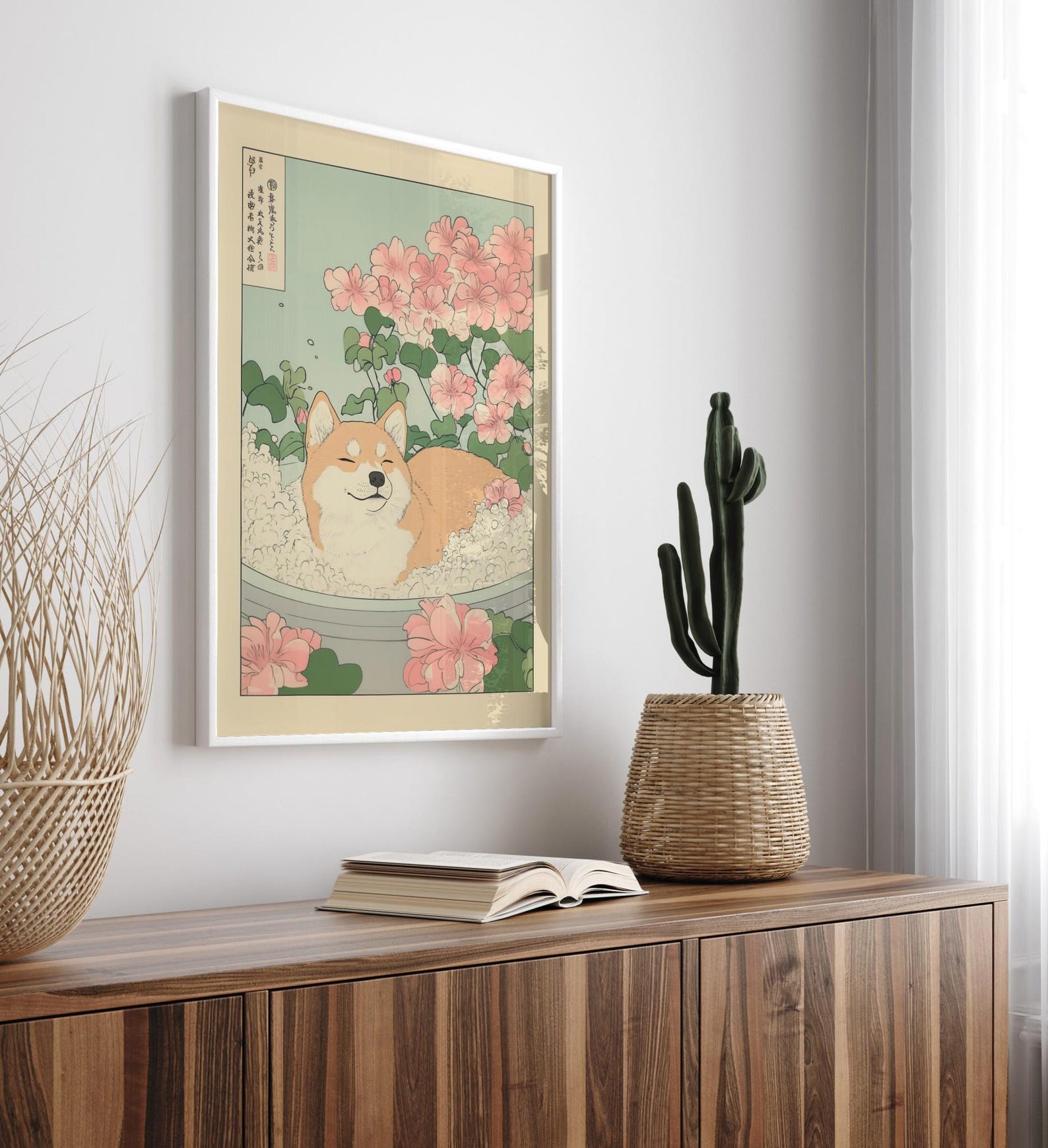 Shiba Inu Art Print: Ukiyo-e Japanese Bathroom Print - Etsy
