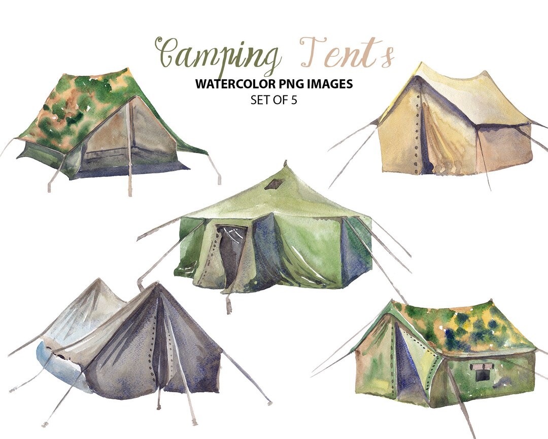 Camping Tents Clipart Watercolor Travel Clip Art Hiking Clipart - Etsy