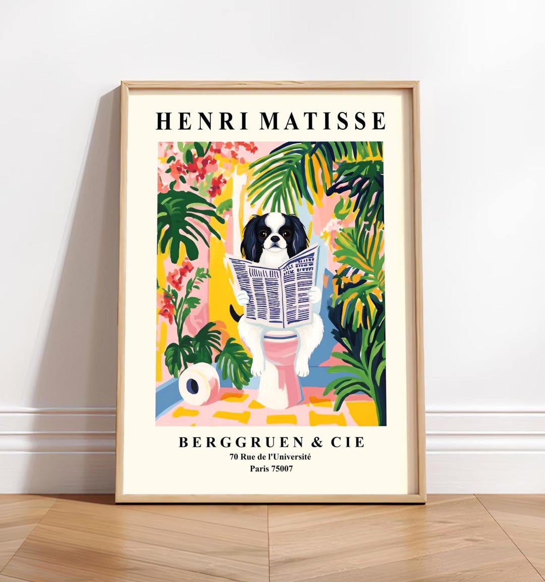Japanese Chin on Toilet Print: Matisse Style Bathroom Decor - Etsy