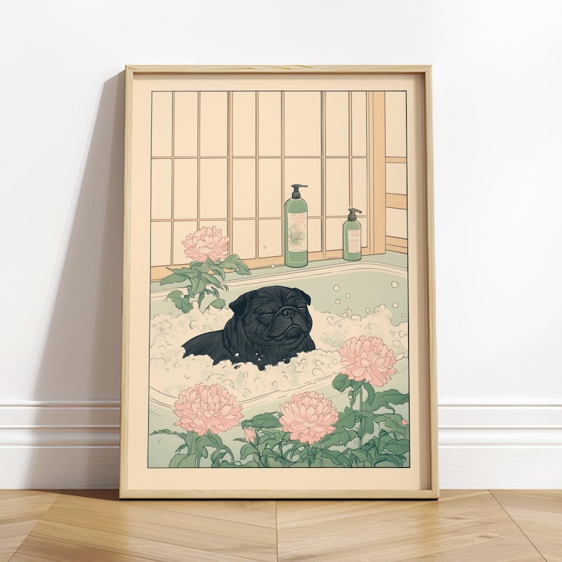 Framed Black Pug Bathroom - Etsy