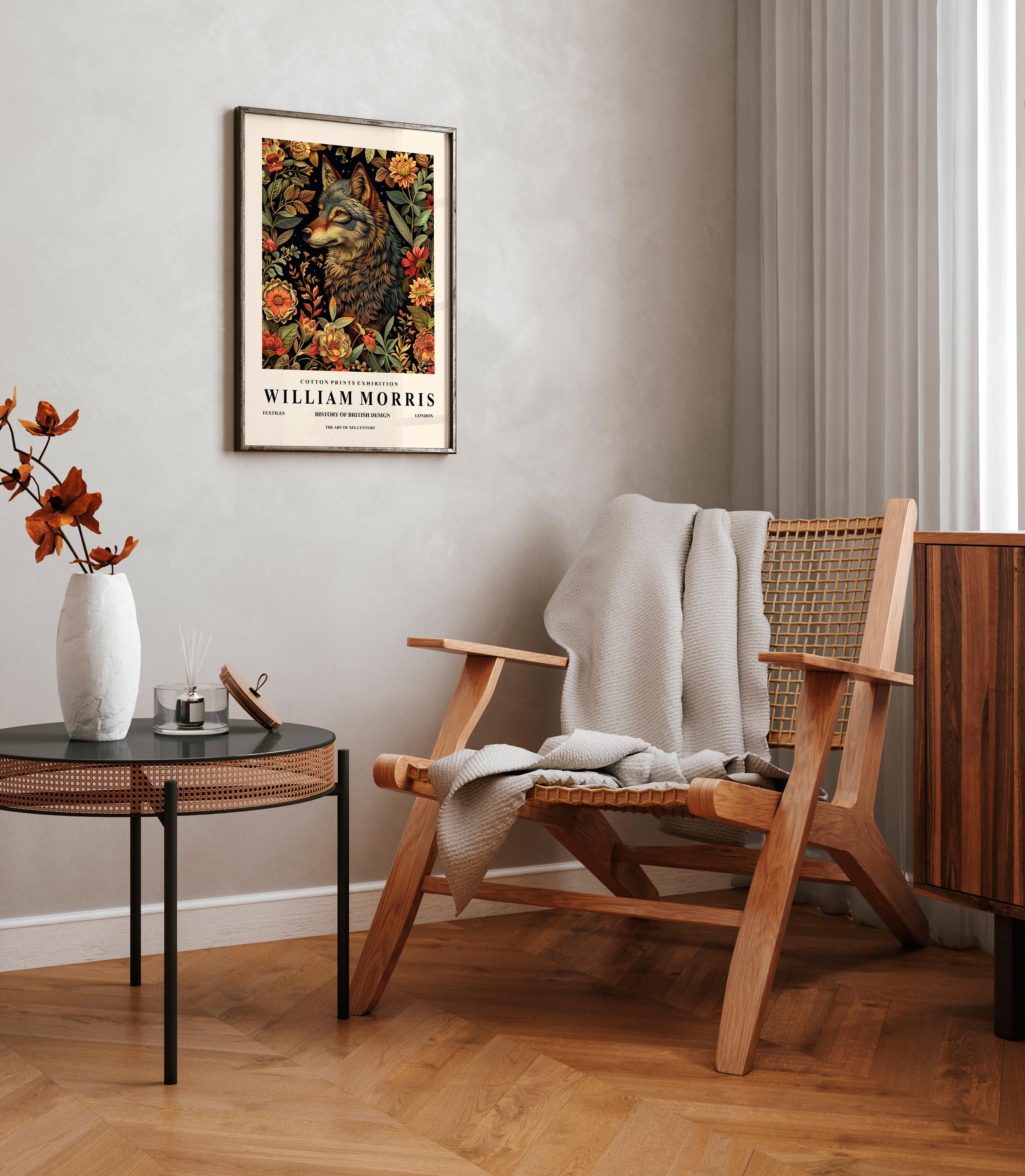 William Morris Wolf Art Print: Dark Botanical Cottagecore Decor - Etsy
