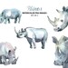 Watercolor Rhino Clipart Safari Nursery Clipart Cute Animal ...