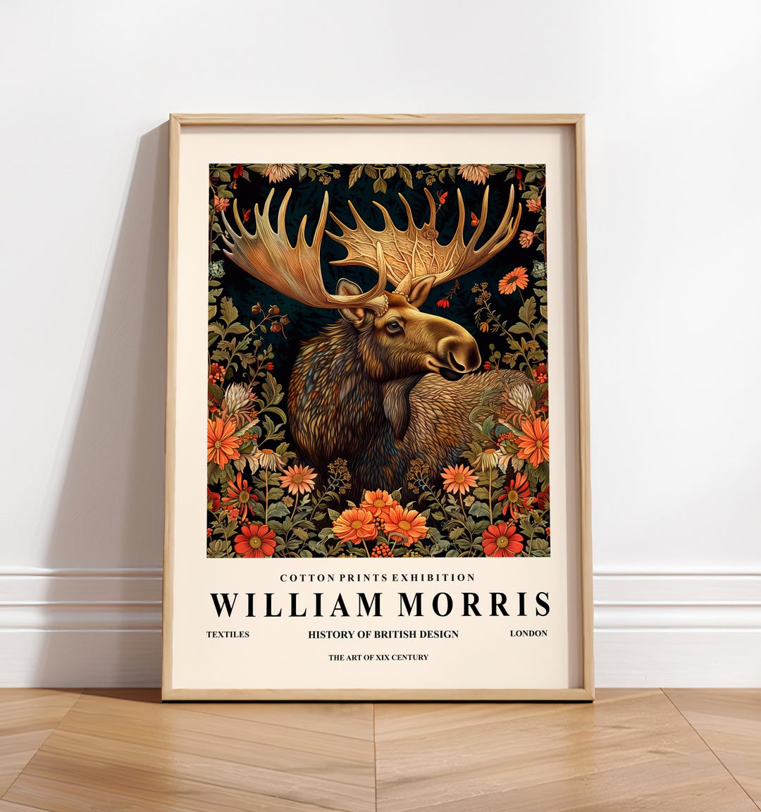 William Morris Moose Print, Dark Cottagecore Decor, Dark Botanical Wall ...