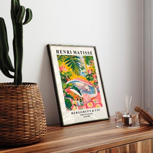 Manatee in Bathtub Art Print, Pink Tropical Bathroom Decor, Matisse ...