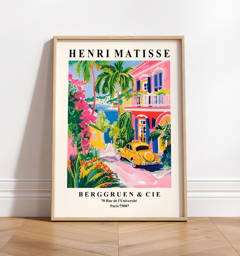 Matisse Style Coastal Art Print: Pink Tropical Y2K Decor - Etsy