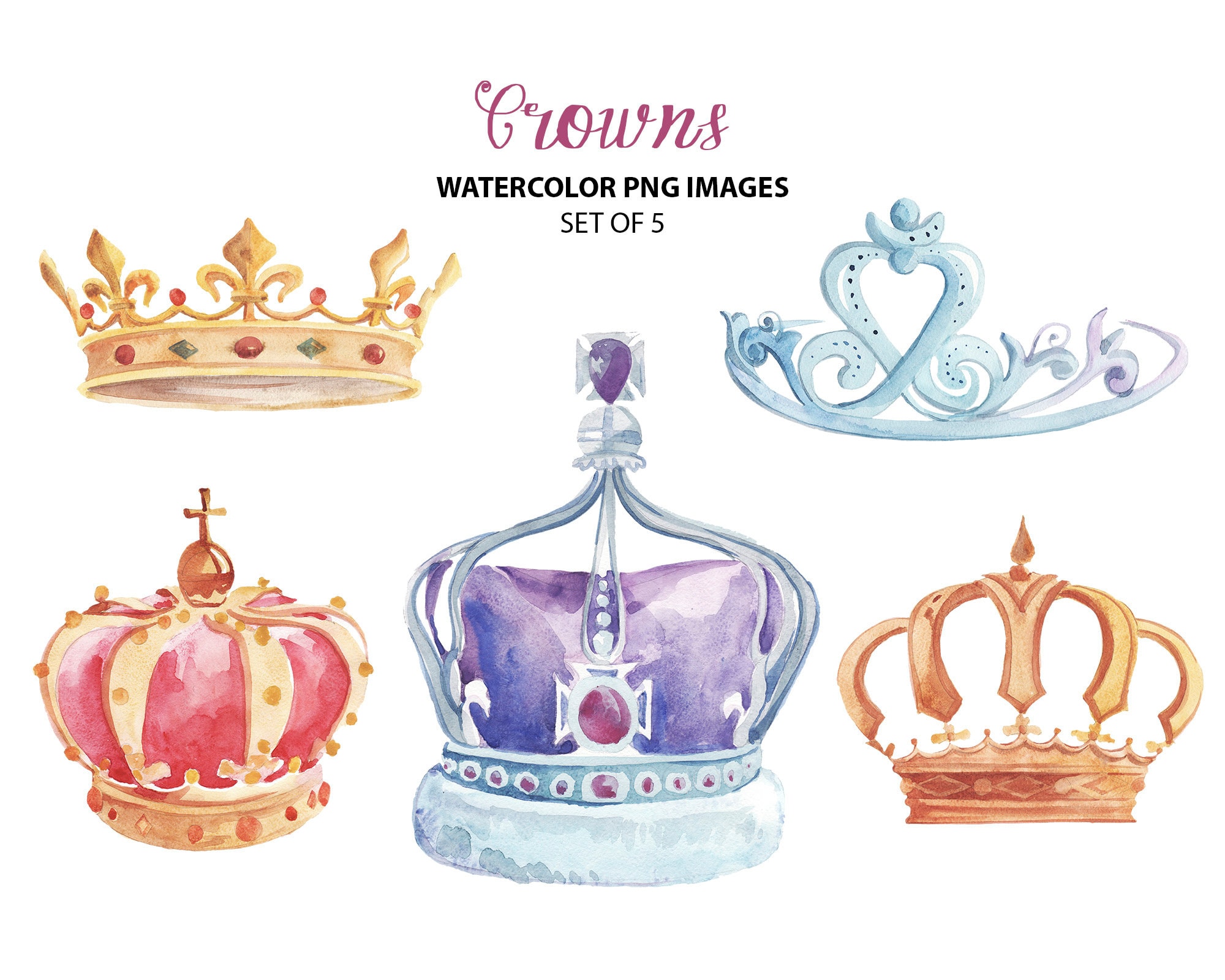 Beautiful Crown Clipart Royalty Illustration Monarchy Watercolor Clip ...
