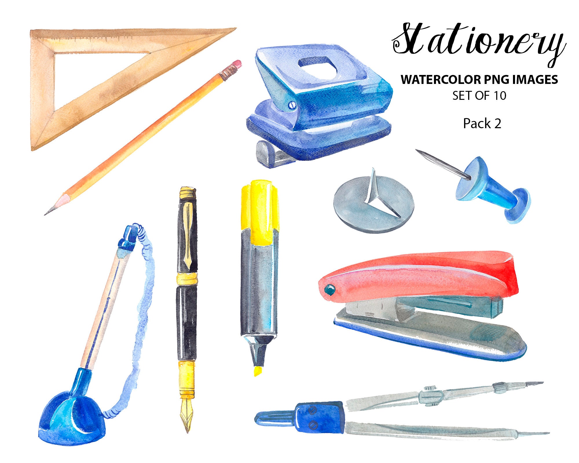 Business Clip Art Office Clipart Stationery Watercolor Illustrations - Etsy