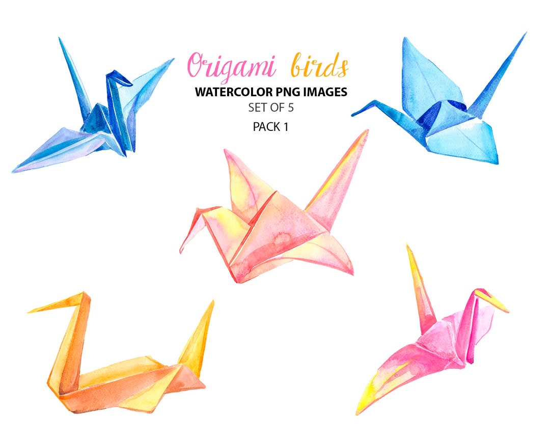 Origami Clipart Paper Birds Clipart Watercolor (Download Now) - Etsy