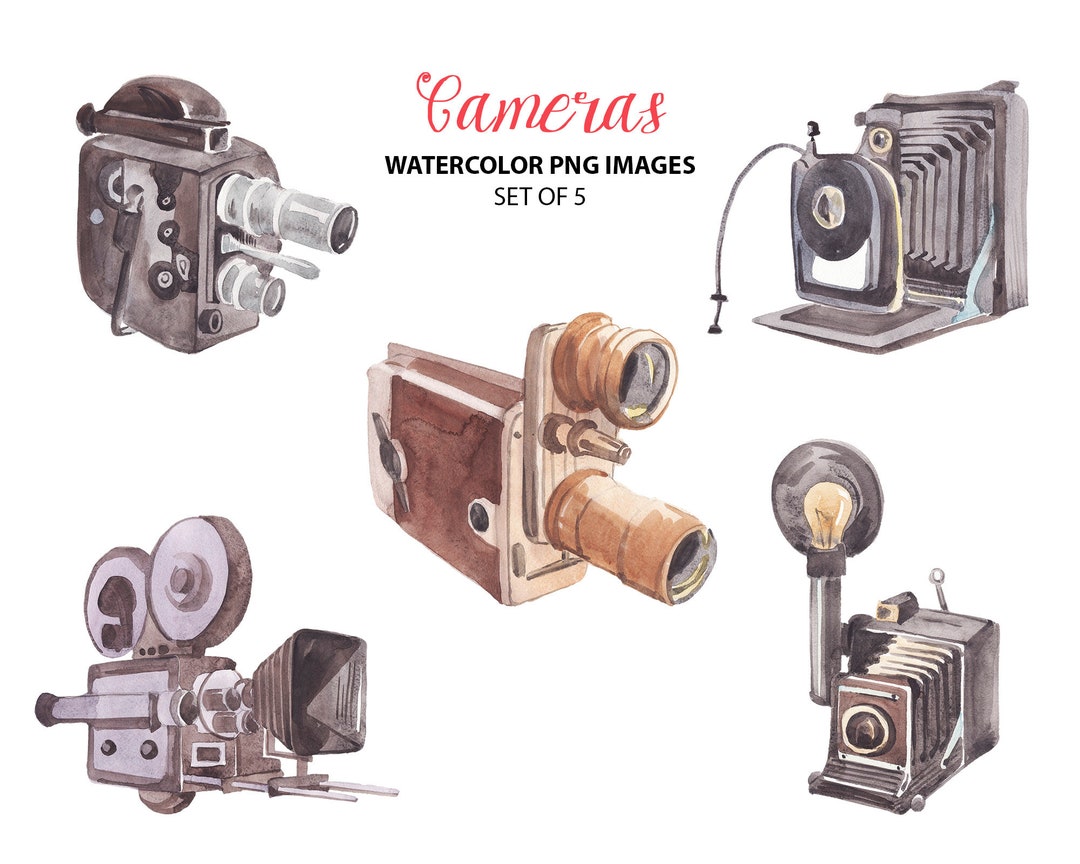 Vintage Camera Clipart Watercolor Camera Clip Art Retro Travel Clipart ...