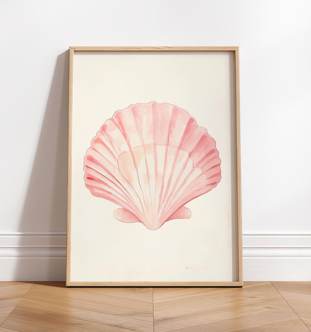 Soft Pink Seashell Print: Watercolor Coastal Wall Art - Etsy
