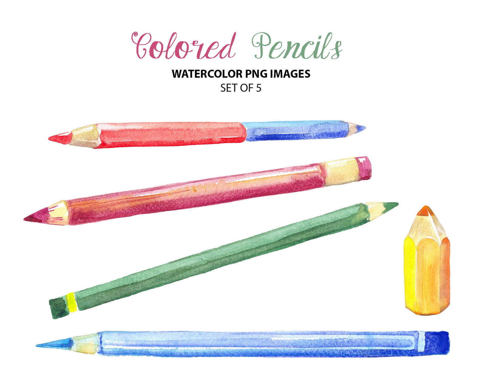 Watercolor Colored Pencils Clipart Artist Workshop Clip Art - Etsy