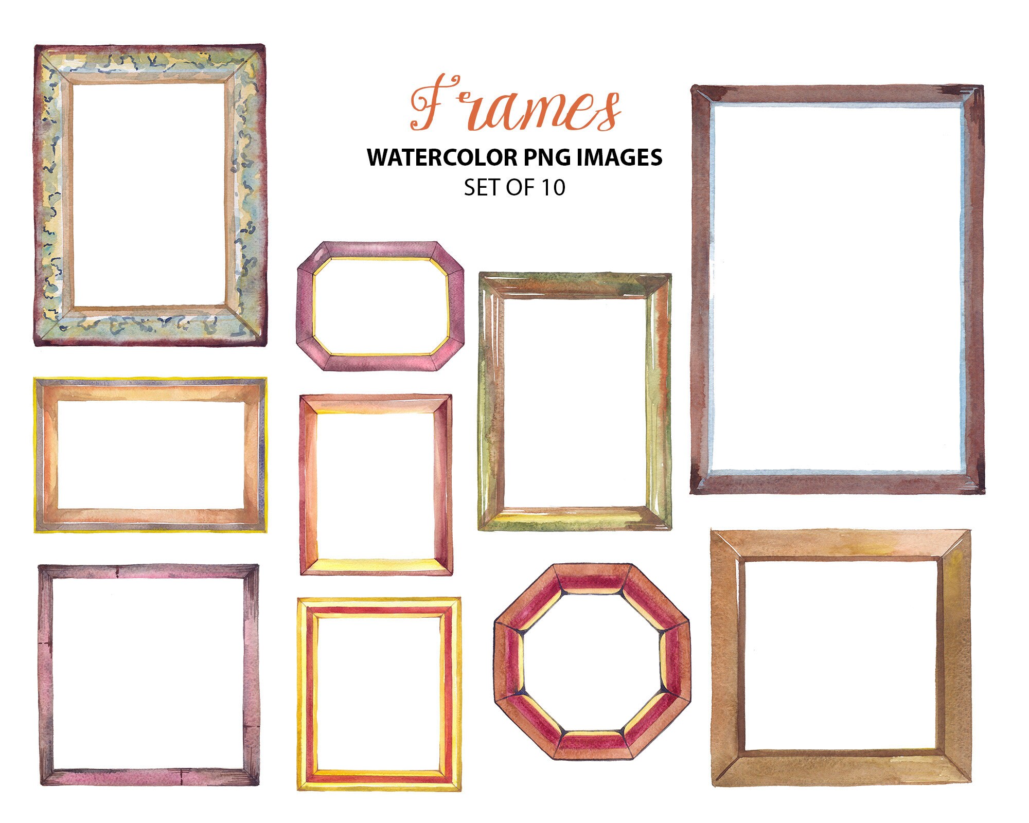 Vintage Frames Clipart Watercolor Home Decor Clip Art - Etsy