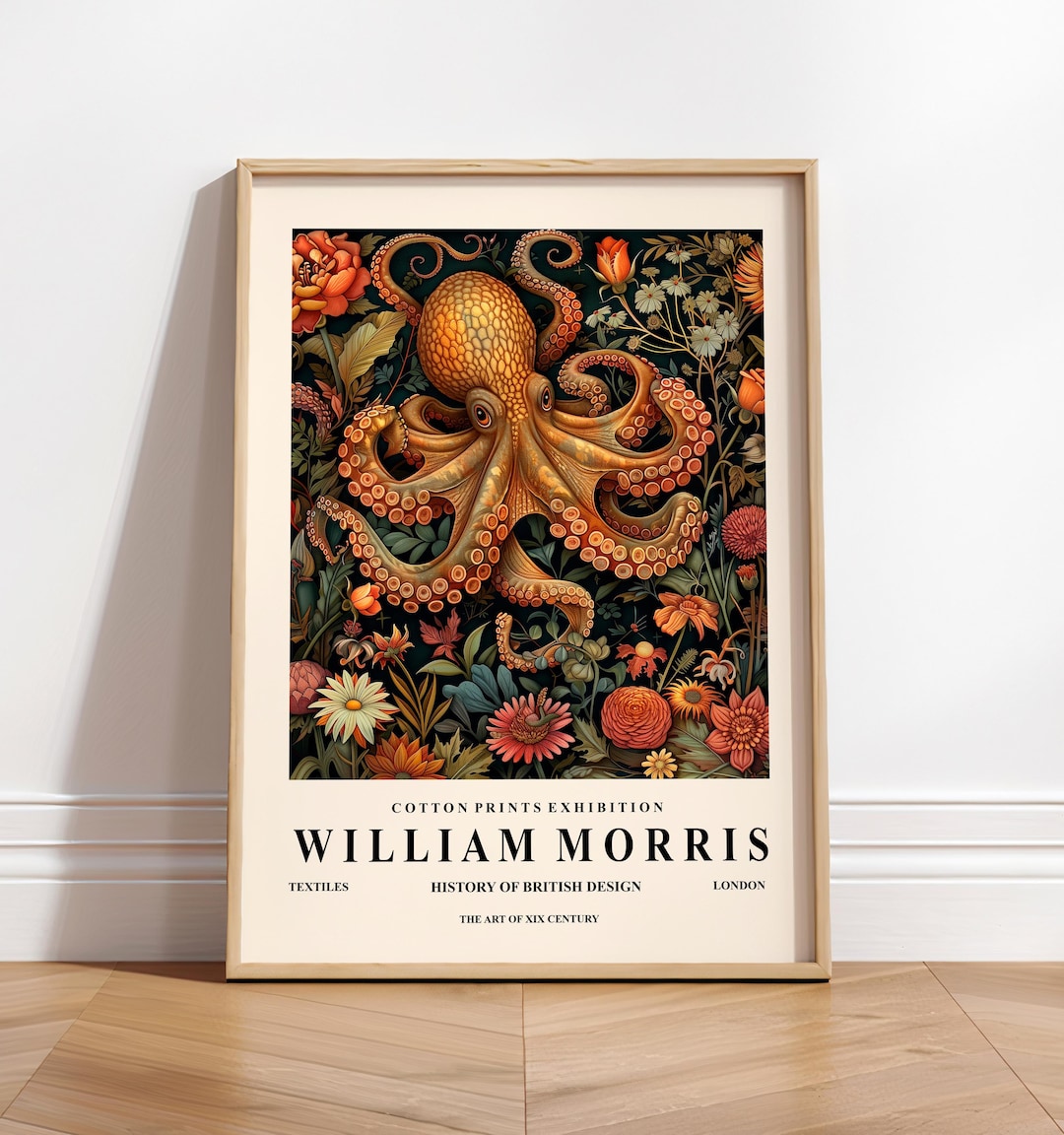 William Morris Octopus Art Print: Dark Cottagecore Botanical Decor ...