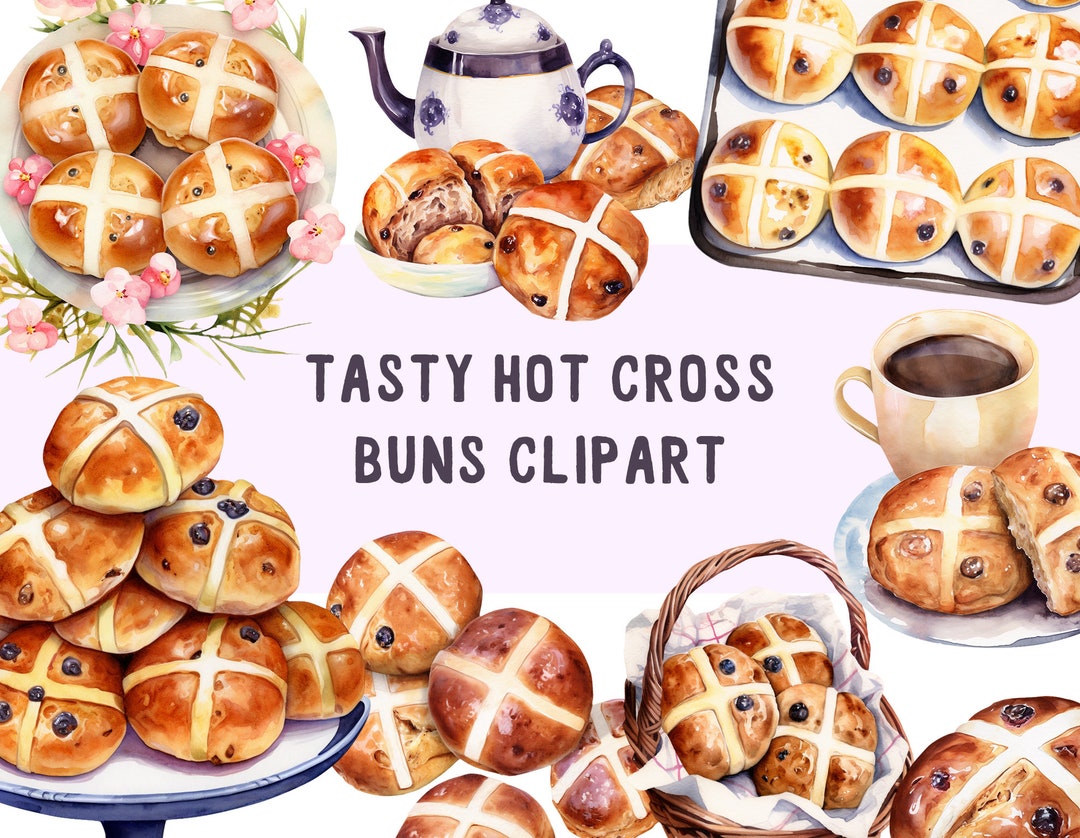 Hot Cross Buns Easter Clipart for Invitations and Crafts, Instant ...