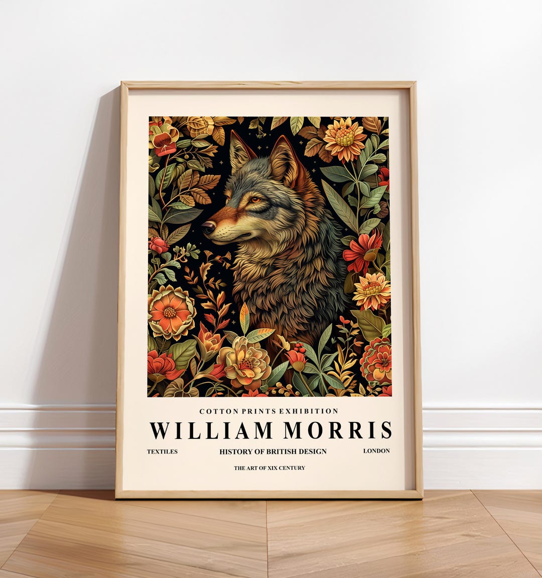William Morris Wolf Art Print: Dark Botanical Cottagecore Decor - Etsy