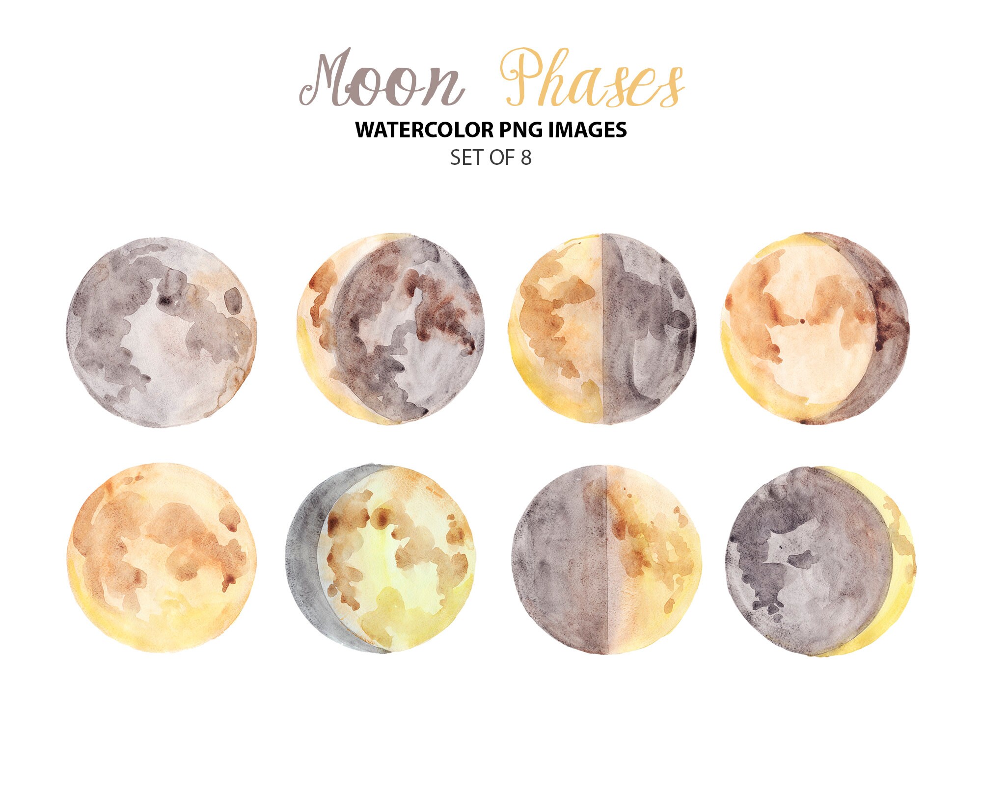 8 Moon Phases Clip Art