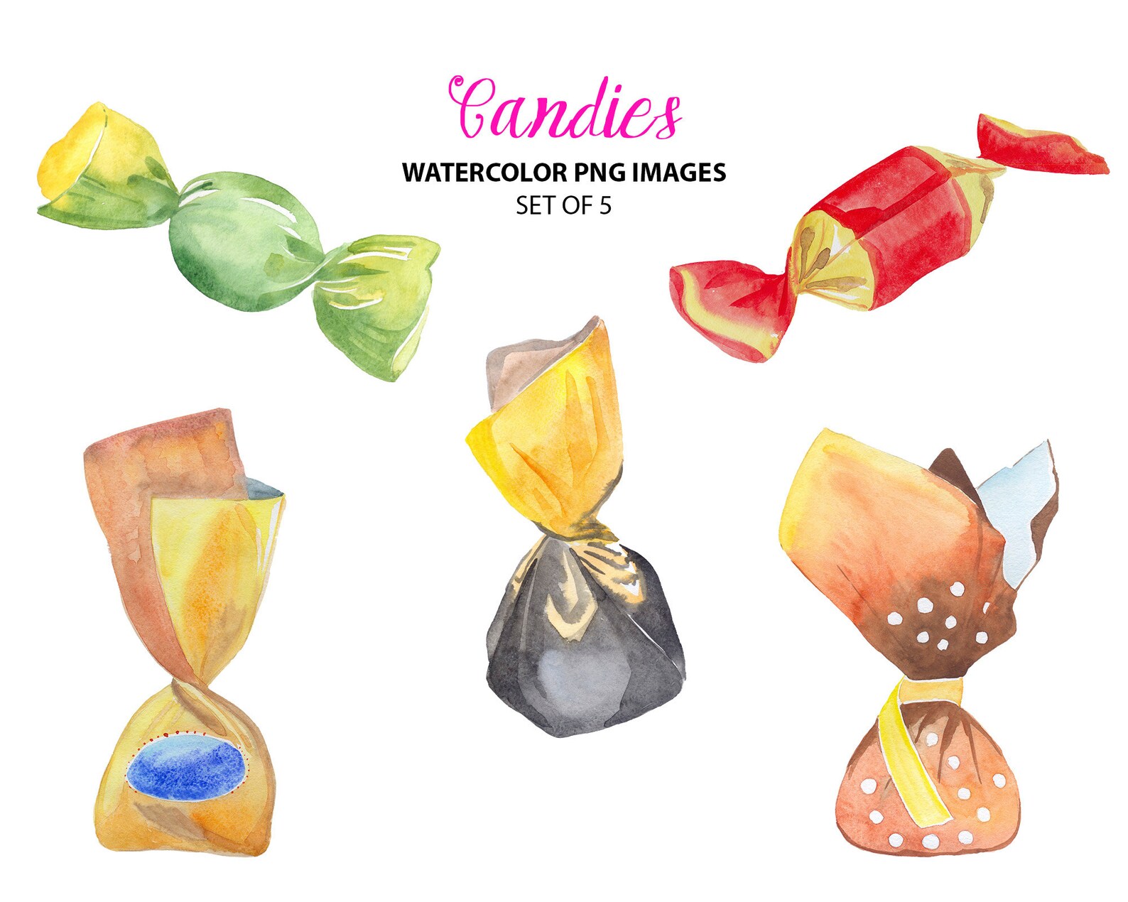 Candies Clipart Watercolor Food Clip Art Sweets Clipart - Etsy
