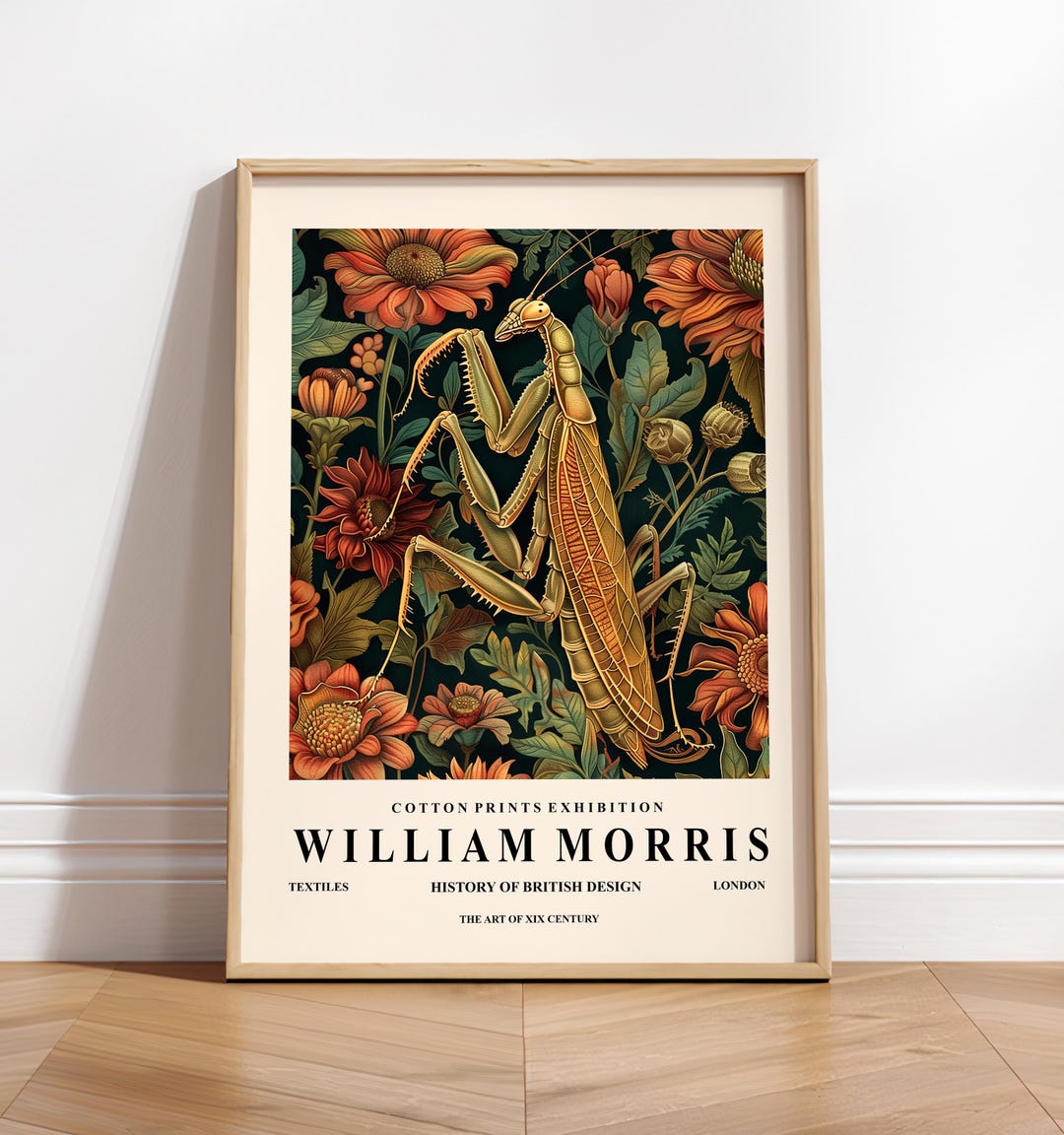 Praying Mantis Artwork, Dark Cottagecore Decor, William Morris Print ...