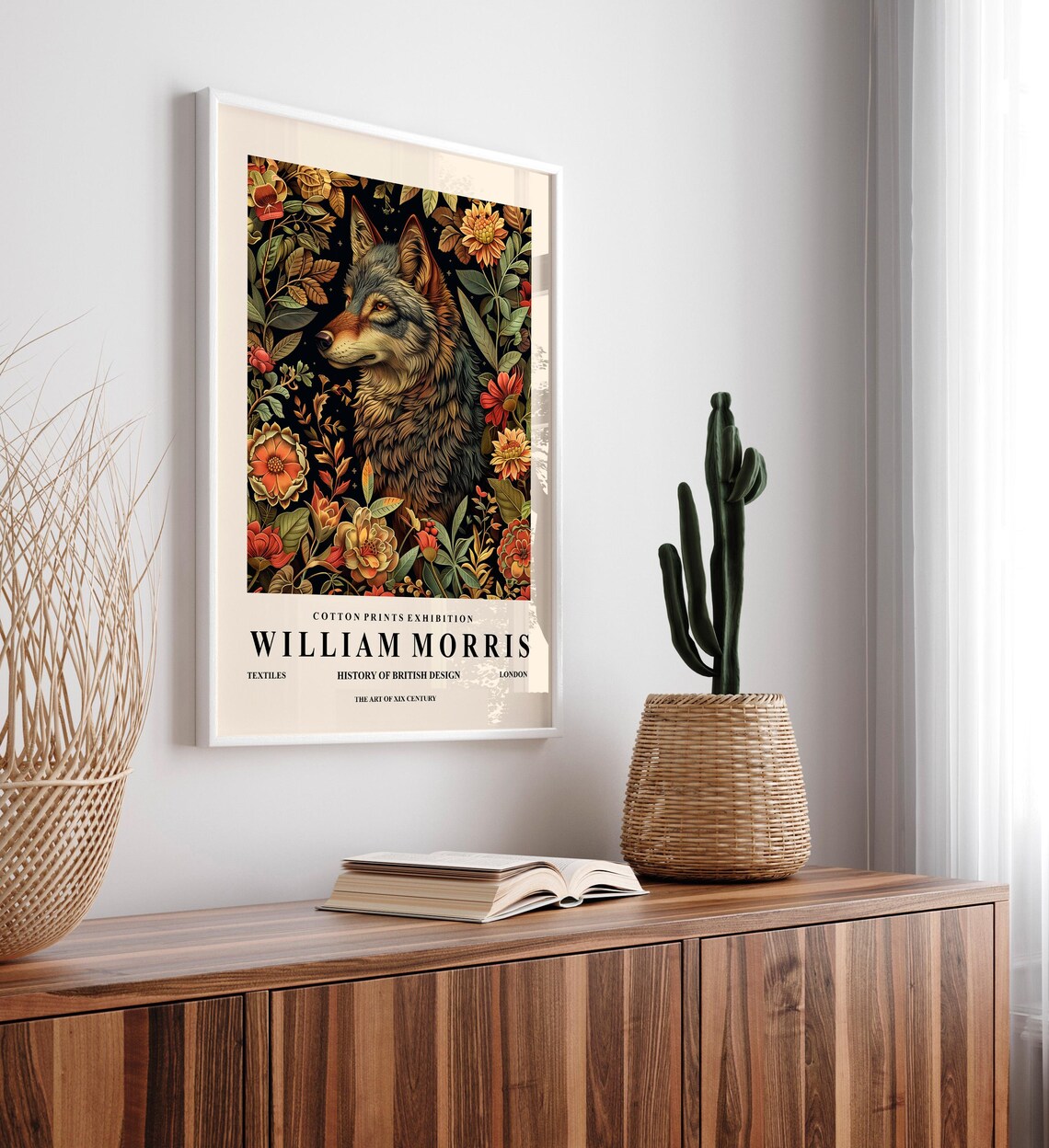 William Morris Wolf Art Print: Dark Botanical Cottagecore Decor - Etsy