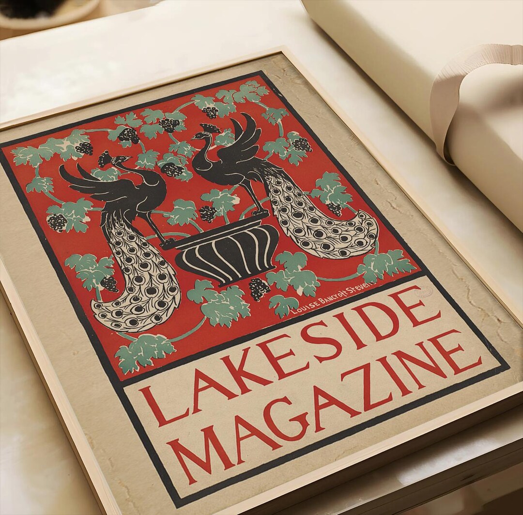 Vintage Peacock Lakeside Magazine Cover Art Print - Etsy