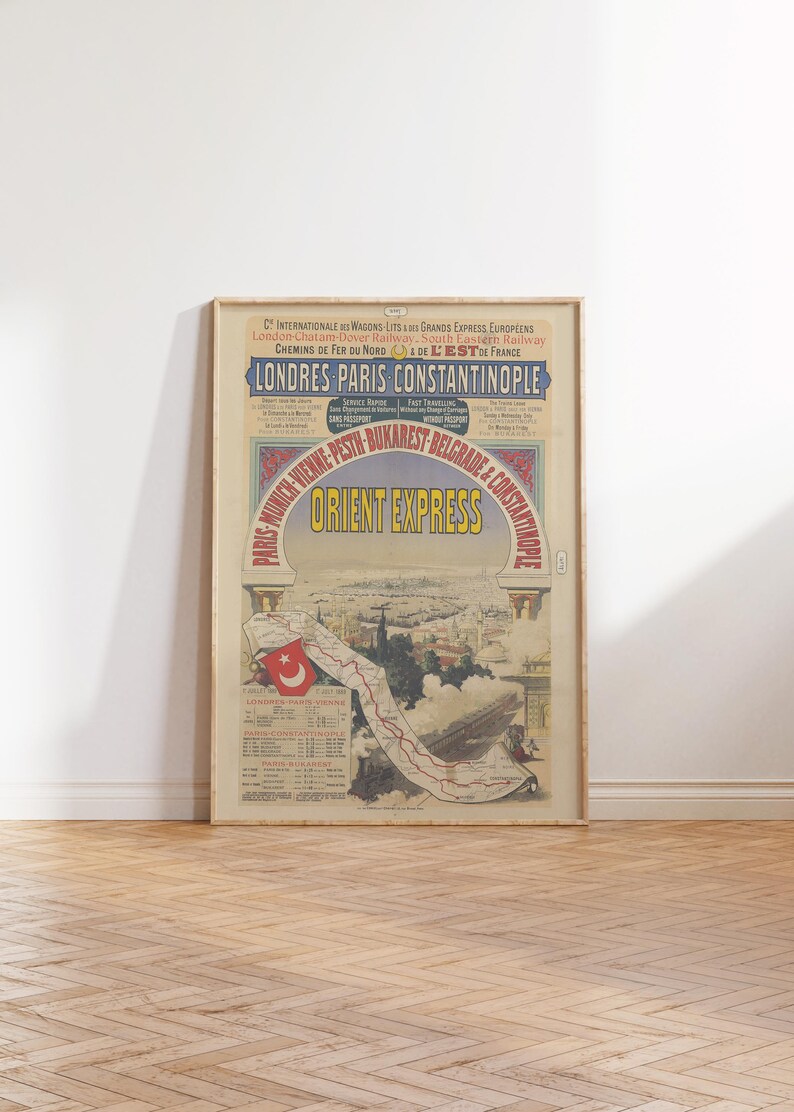 Vintage Orient Express Travel Poster: 1888 Route Art Print - Etsy