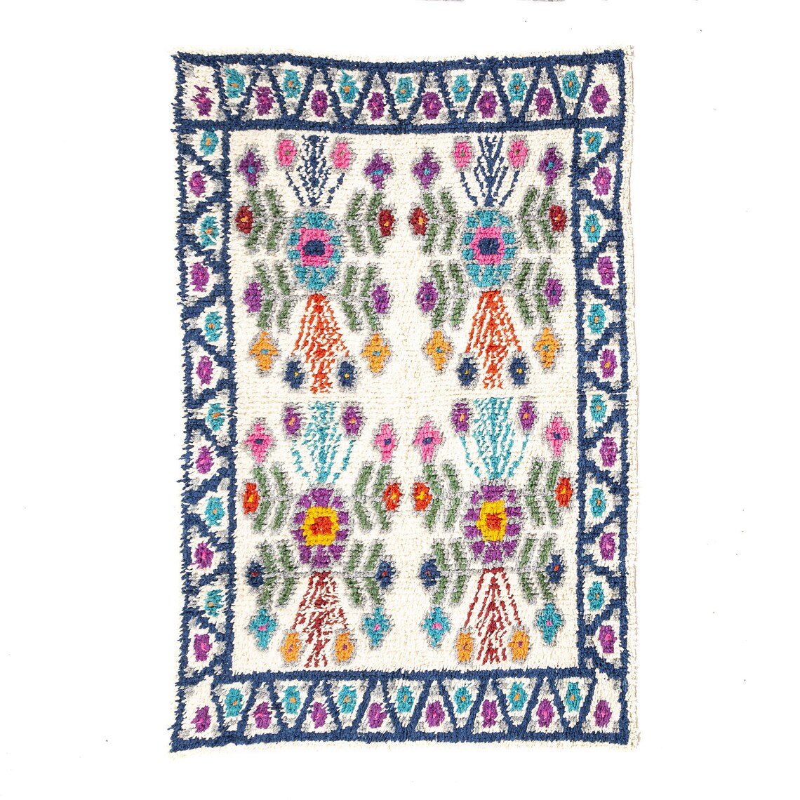 Handmade Guatemalan Wool Rug Dark Blue 235x150cm. Pure Wool - Etsy