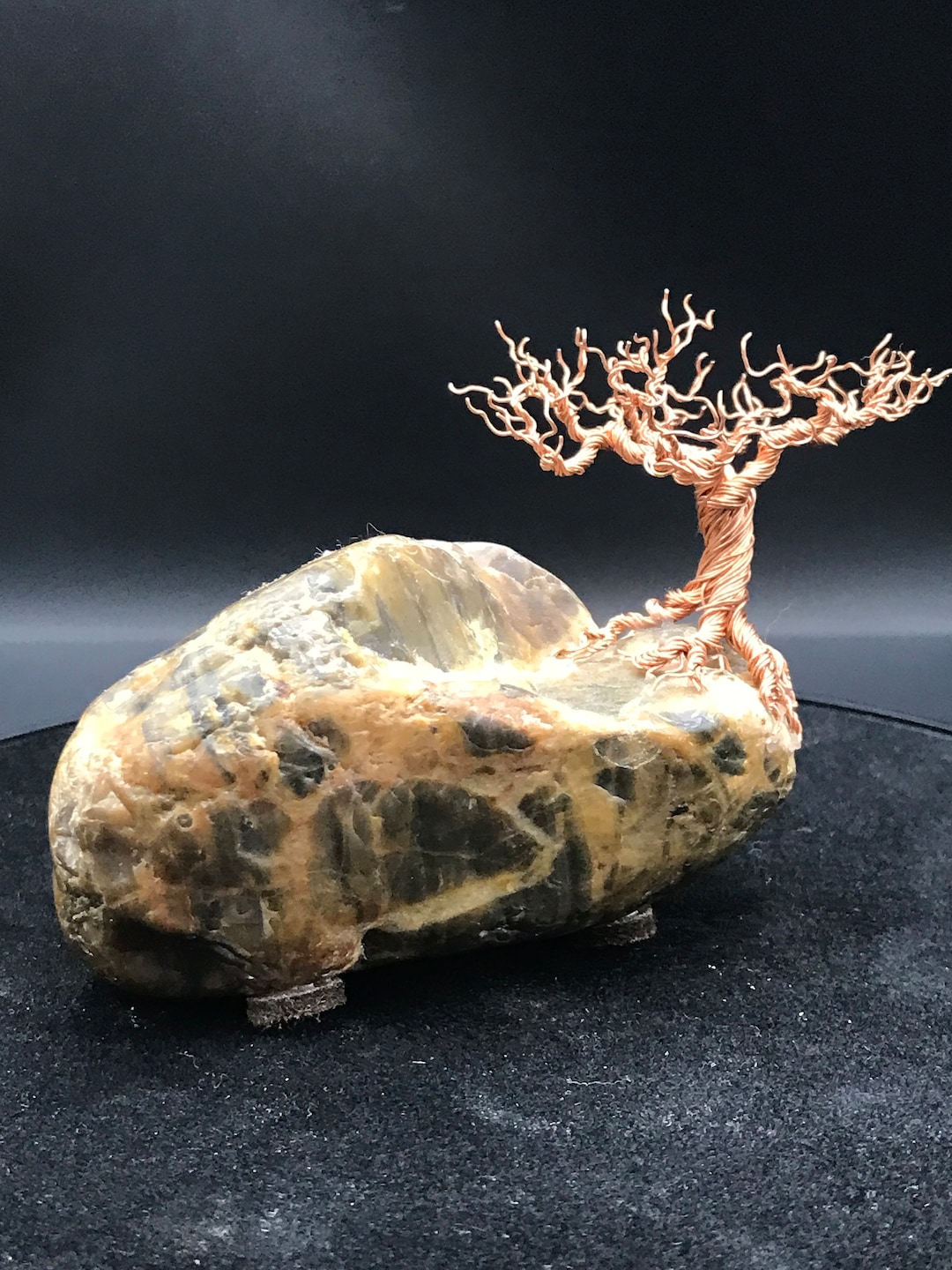 Holding on - Quartzite Stone With Copper Wire Tree Sculpture - Etsy