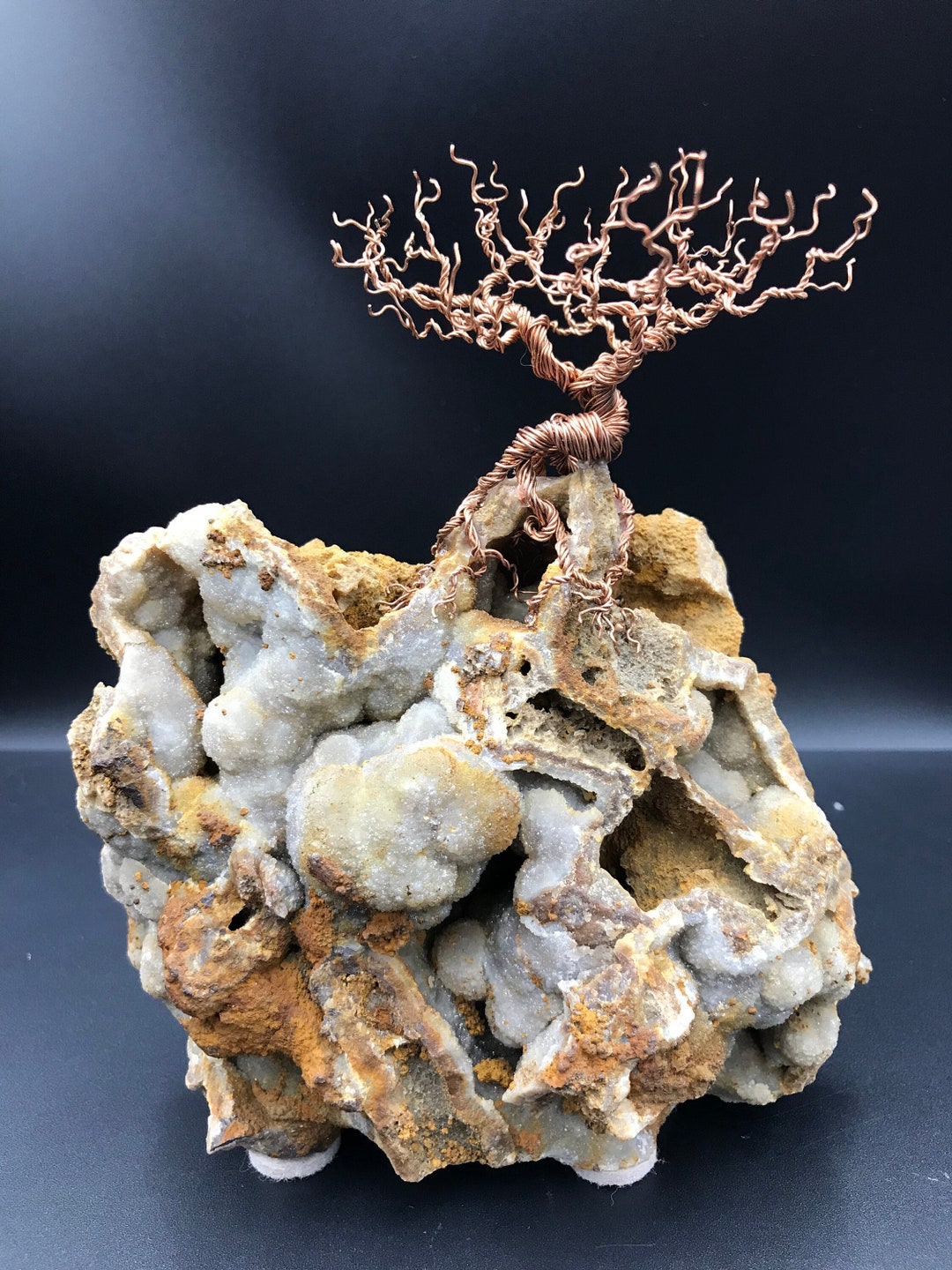 Cold Water - Agate With Copper Wire Tree Sculpture - Etsy
