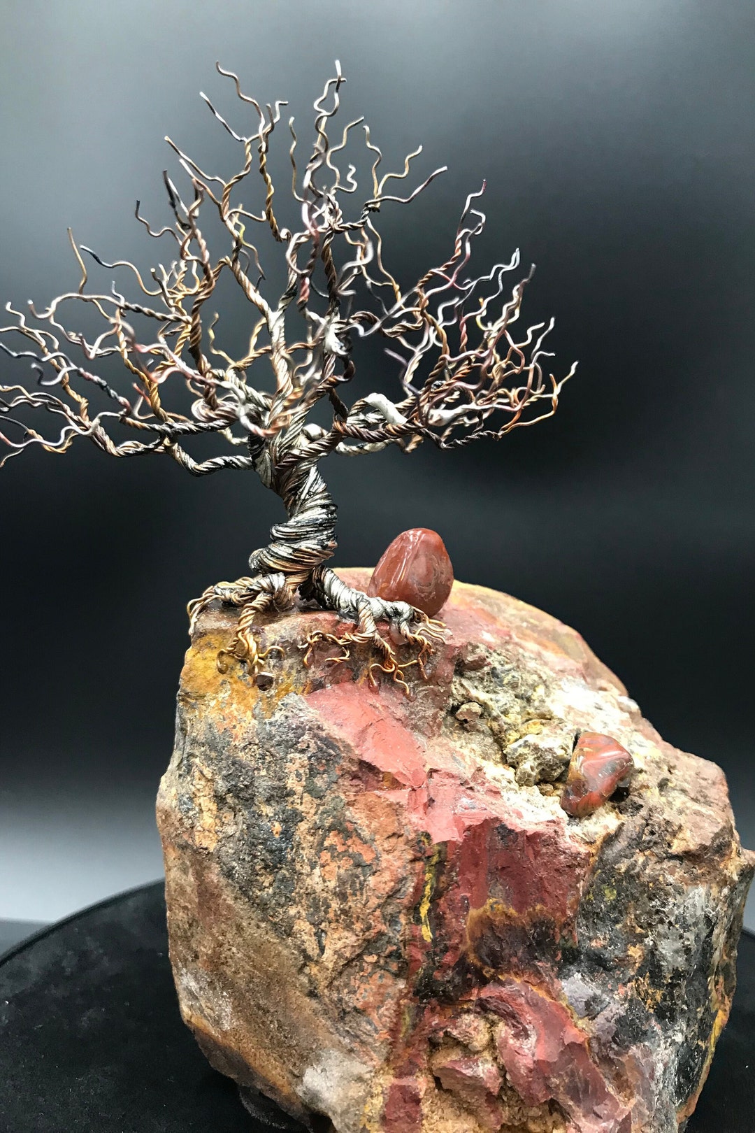 Jasper Chunk With Copper Wire Sculpture and Tumbled Jasper Ornaments - Etsy
