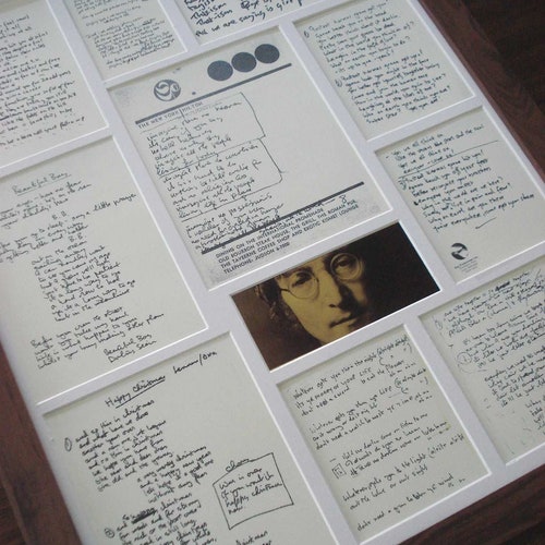 The Beatles Original Handwritten Lyrics Display Framed Montage - Etsy