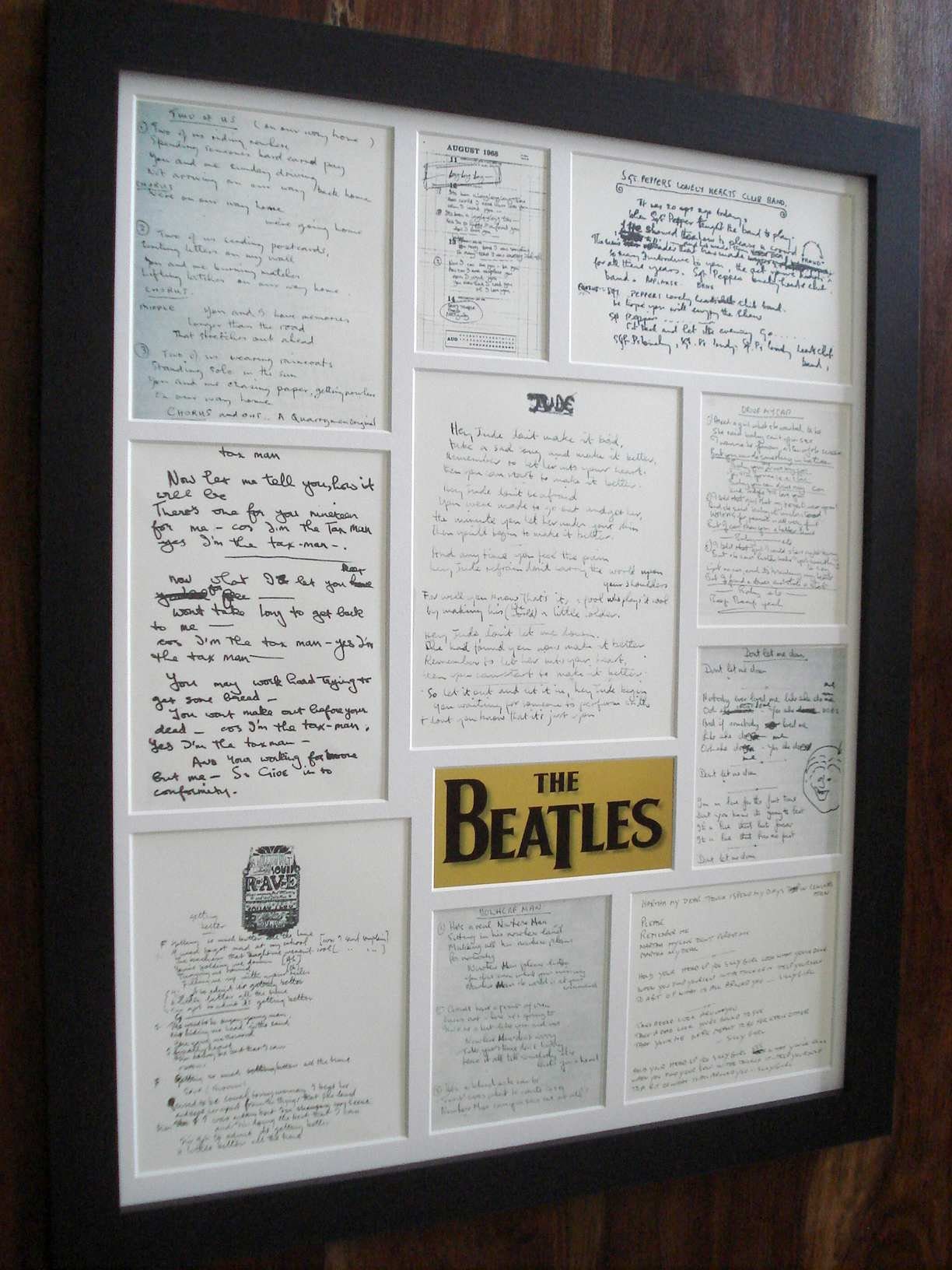 The Beatles Original Handwritten Lyrics Display Framed Montage #4 - Etsy
