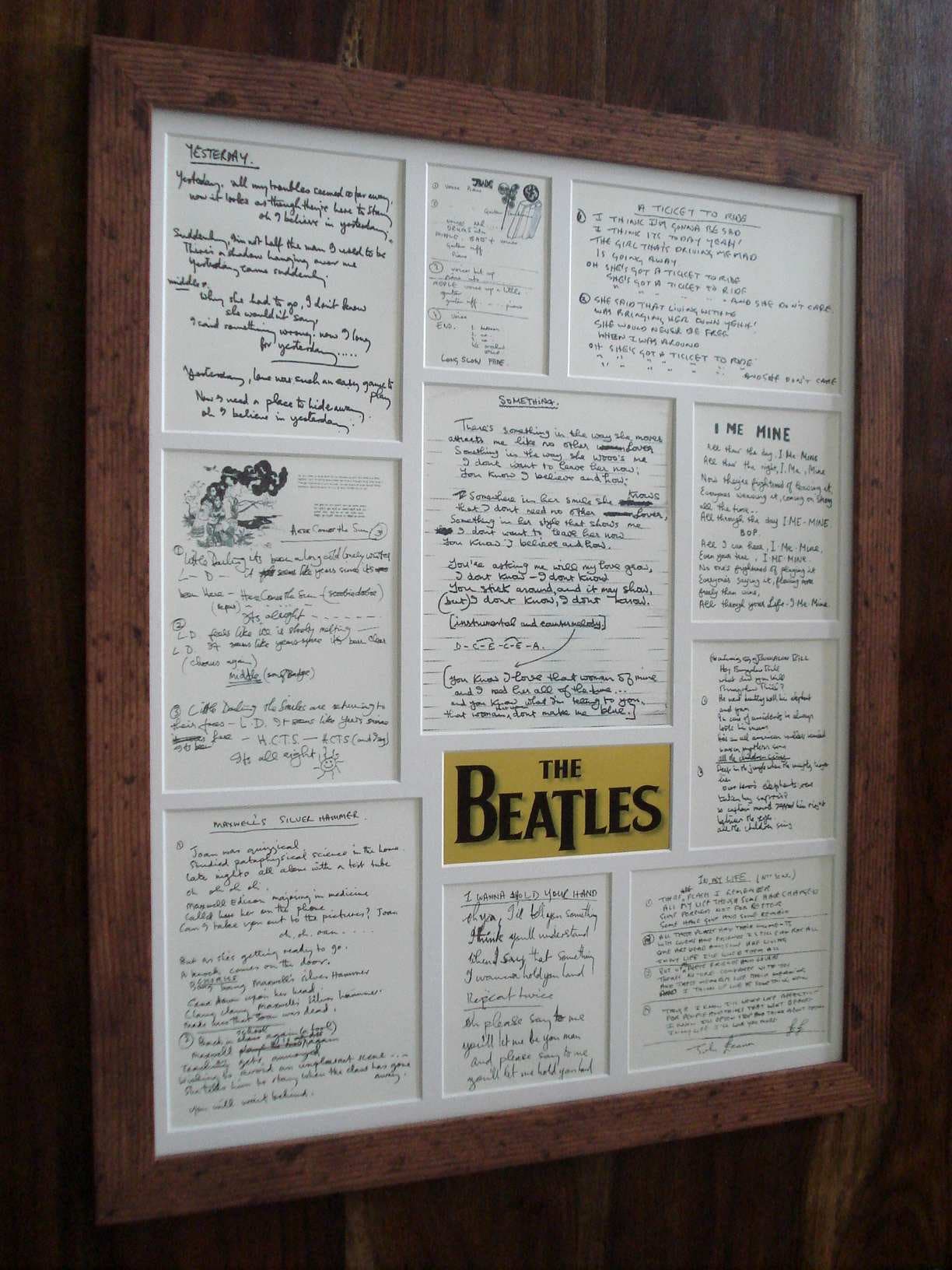 The Beatles Original Handwritten Lyrics Display Framed Montage - Etsy