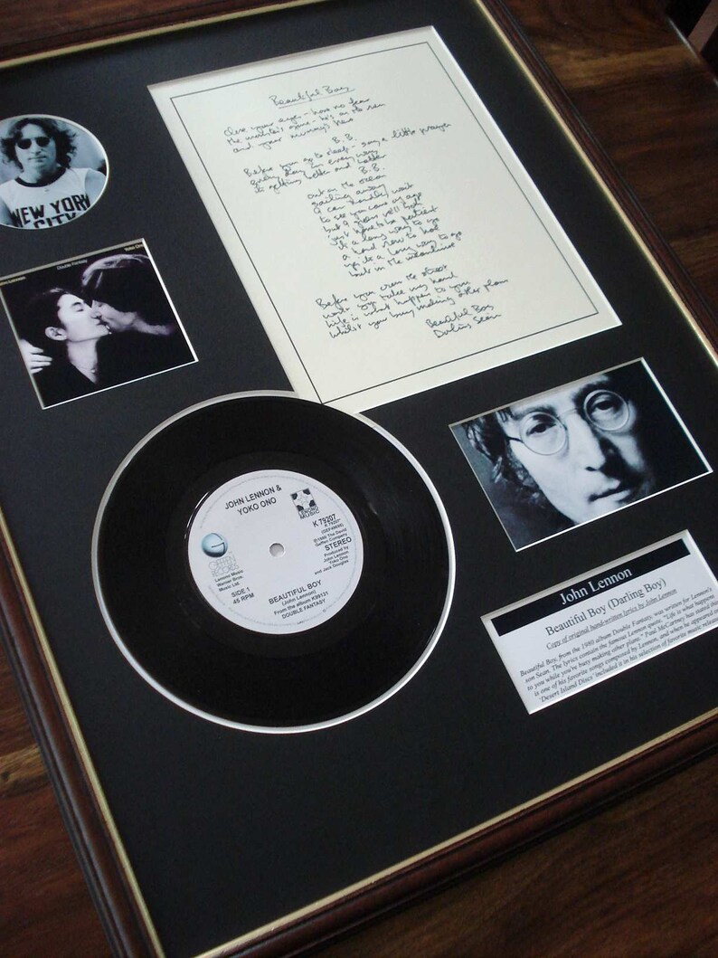 John Lennon Beautiful Boy 7 single Vinyl Lyrics Framed | Etsy