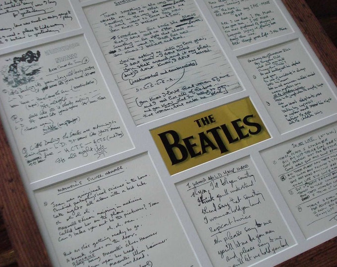 The Beatles Original Handwritten Lyrics Display Framed Montage #1 - Etsy