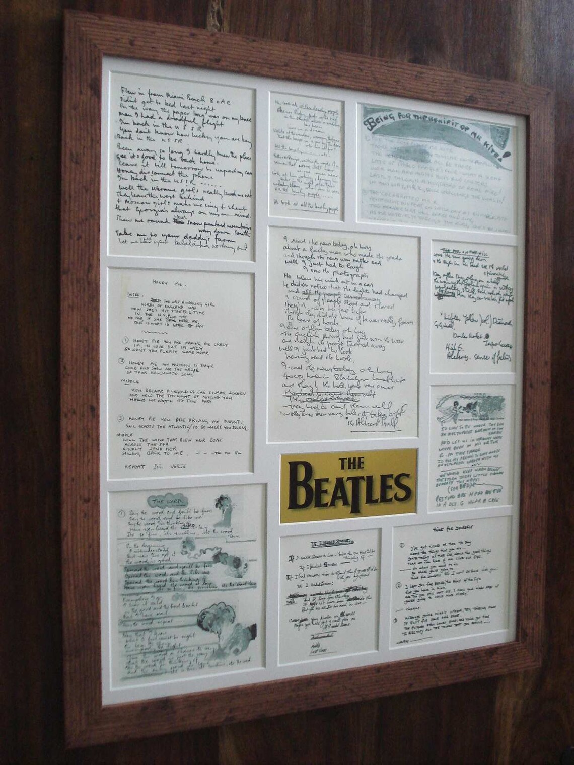 The Beatles Original Handwritten Lyrics Display Framed Montage #3 - Etsy