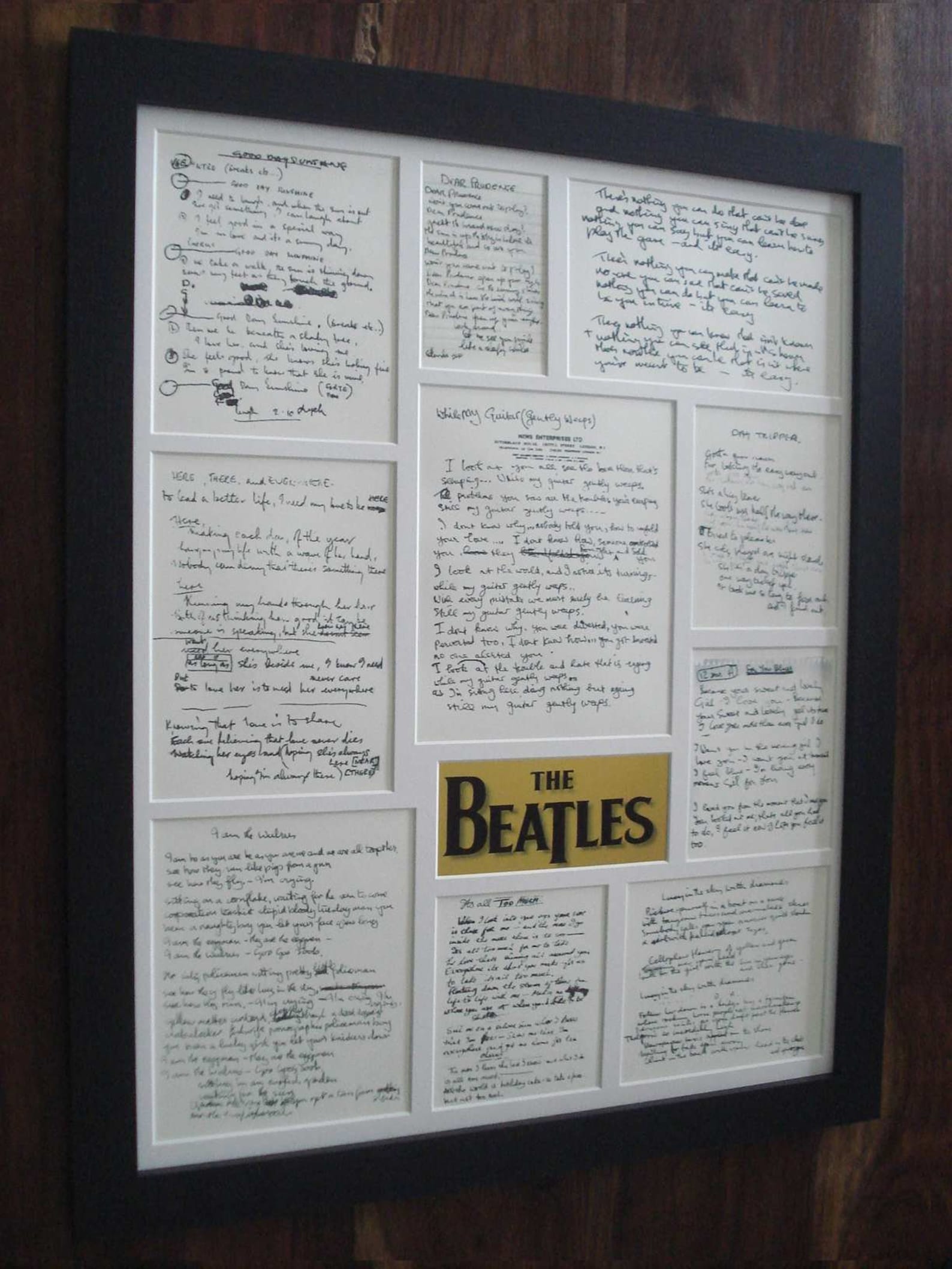 The Beatles Original Handwritten Lyrics Display Framed Montage #2 - Etsy UK