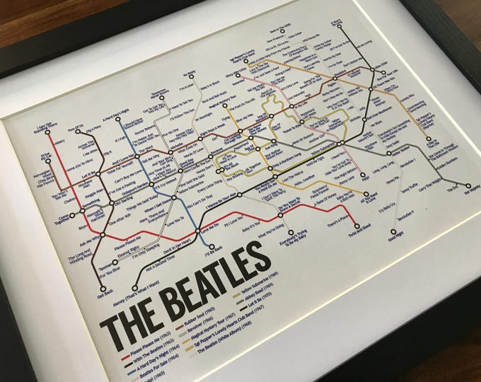 The Beatles London Tube Map Song Framed Canvas Print - Etsy UK