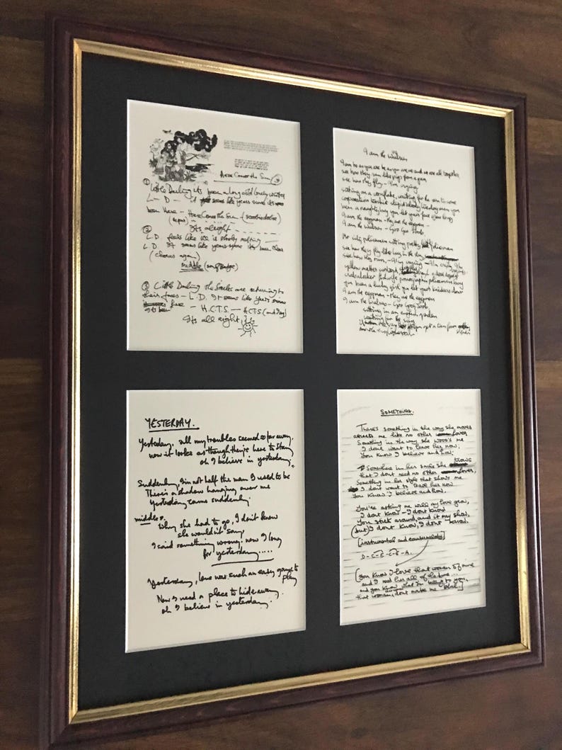 The Beatles Lyrics Framed Display - Four Classic Songs - Etsy
