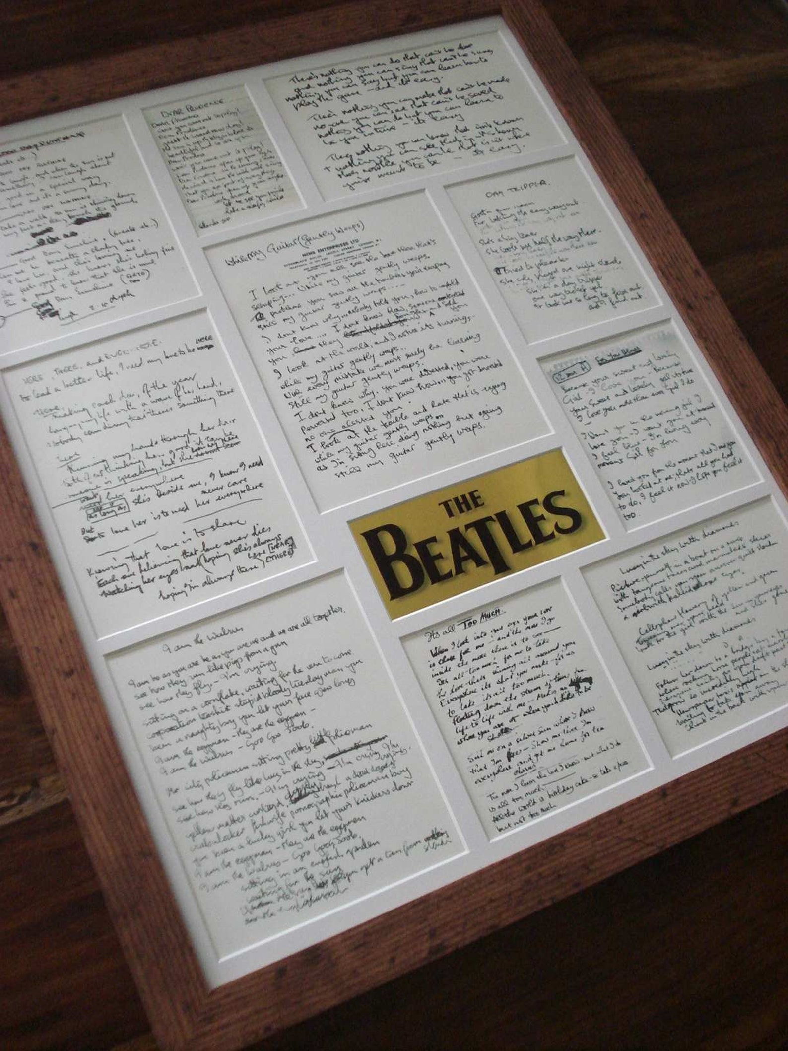The Beatles Original Handwritten Lyrics Display Framed Montage #2 - Etsy UK