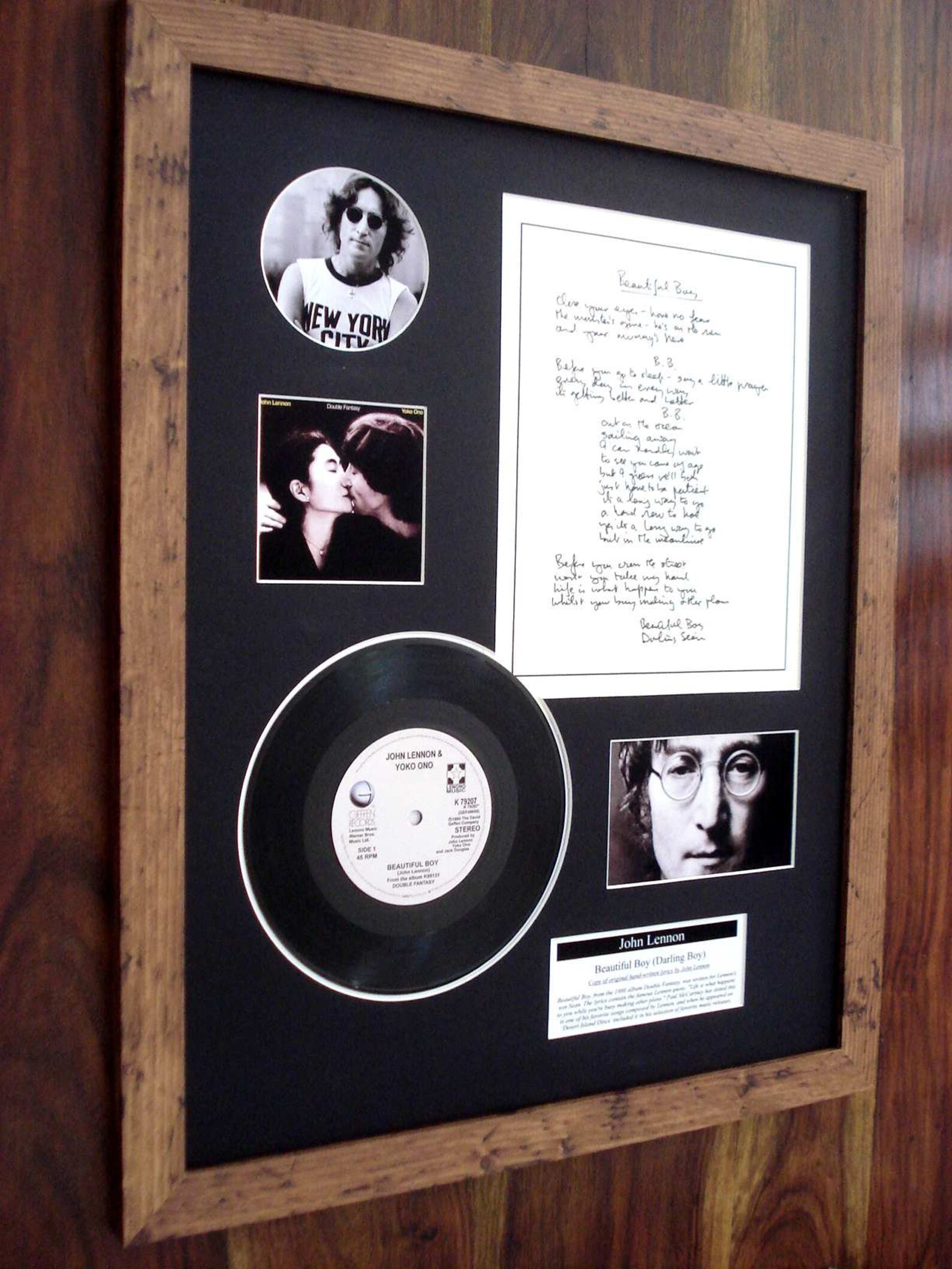 John Lennon Beautiful Boy 7" Single + Vinyl Lyrics Framed Display - Etsy