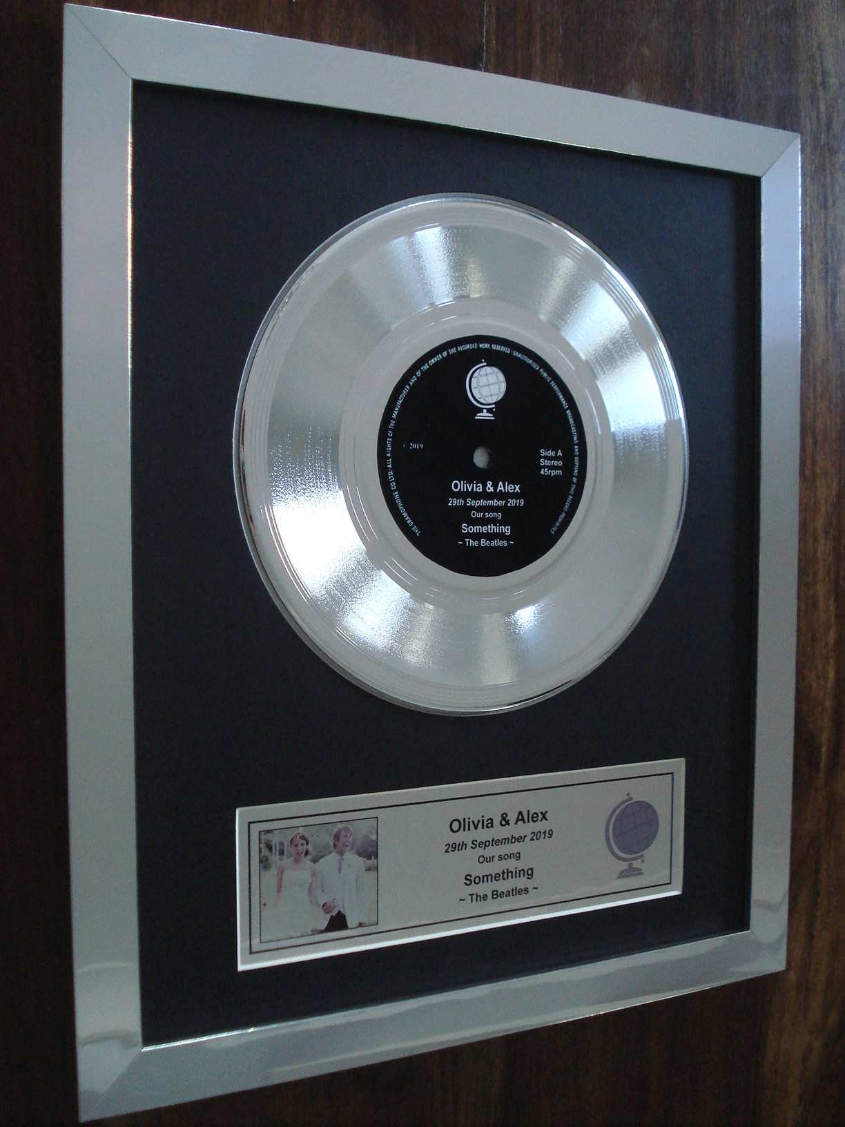 Your Own Personalised 7" Silver Vinyl Framed Record Single Record Award ...